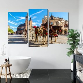 Vícedílný obraz Koňské Povozy Na Náměstí V Krakově Nedostatek Nedostatek Plátno Canvas 120x80