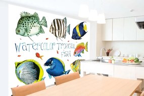 DIMEX | Samolepicí vliesová fototapeta na zeď Tropické ryby MA-5-0391 | 375 x 250 cm | zelená, modrá, žlutá