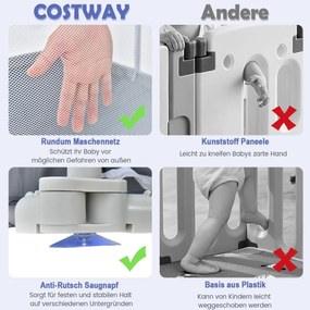 Costway Square Dětská ohrádka Velký hrací plot tmavě – 124 × 124 cm, tmavě šedá