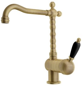 Sapho, KIRKÉ BLACK stojánková dřezová baterie, černá páčka, bronz, KI14NB