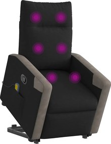 Zvedací masážní polohovací křeslo černé textil 3324097
