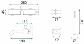 REA-B8010 - Vanová sada LUNGO broušená zlatá