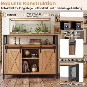 Costway Dřevěný příborník s kovovým rámem 2 posuvné dveře a 3 nastavitelné
