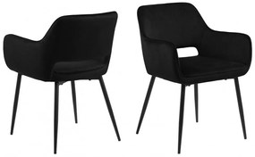 Design scandinavia Jídelní židle s područkami Ranja (SET 2 ks), textil, černá