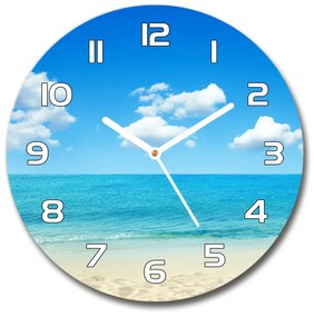Wallmuralia Skleněné hodiny kulaté Rajská pláž fi 30 cm