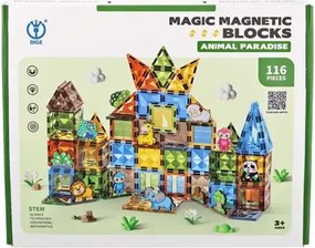 Magnetická stavebnice Dům se zvířátky 3D Diamond / Stavebnice / 116 dí