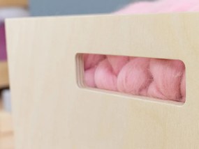 Benlemi Úložný dřevěný box BOKS do regálu s obdélníkovým úchytem Zvolte barvu: Tyrkysová, pololakovaná