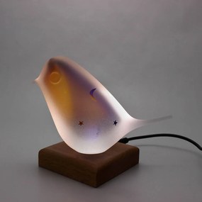 Skleněná lampa - ptáček, ELEGANT - ametyst a zlatý topaz, 12 cm | České sklo od Artcristal Bohemia