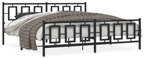 vidaXL Kovový rám postele s hlavovým a nožním čelem černý 200 x 200 cm