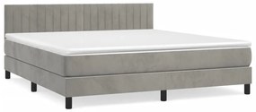 Box spring postel s matrací světle šedá 180x200 cm samet,  3141437