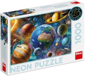 DINO Puzzle 1000 dílků Planety 66x47cm svítí ve tmě neon skládačka dn541344