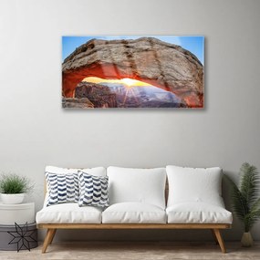akrylový obraz Skála Slunce Krajina 100x50 cm