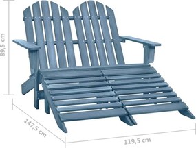 vidaXL 2místná zahradní židle Adirondack s podnožkou jedle [315915] Barva: Bílá