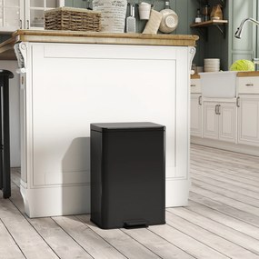 HOMCOM Odpadkový koš 20 L Pedálový koš s víkem s tichým zavíráním, vyjímatelný vnitřní koš, matně černý, 34,2 x 30,6 x 44,2 cm