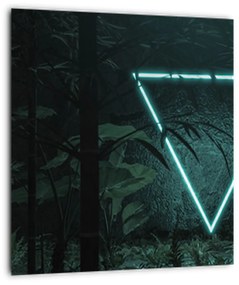 Obraz - Neonový trojúhelník v jungli (30x30 cm)