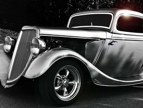 Vícedílný obraz Hot Rod Auto Ve Vintage Stylu Nedostatek Nedostatek Plátno Canvas 160x120