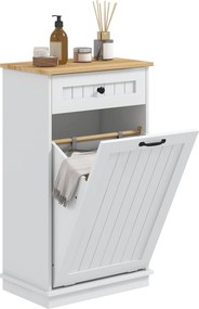 HOMCOM Koupelnová Úložná Skříňka S Vaničkou Na Prádlo A Zásuvkou, Design Proti převrácení, Moderní Koupelnový Nábytek 52x33x90 cm Bílá