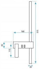 Toolight Výškově nastavitelná nástěnná lampička APP1439-W RIGHT BLACK GOLD