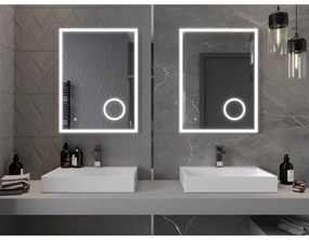Mexen Kala, LED koupelnové zrcadlo s podsvícením a kosmetickým zrcadlem 60 x 80 cm, 6000K, ochrana proti zamlžování, 9820-060-080-611-00