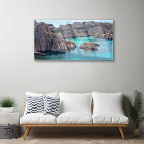 Obraz na skle Záliv Skály Moře Krajina 100x50 cm