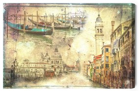 Obraz Benátky Ve Vintage Stylu Nedostatek Nedostatek Přírodní plátno 120x80