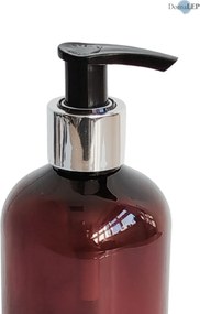 Dávkovač na mýdlo 300 ml hnědý s černo-stříbrnou pumpičkou BELA