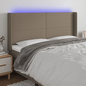 Čelo postele s LED taupe 203 x 16 x 118/128 cm textil