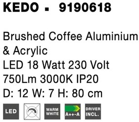 LED nástěnné svítidlo Kedo 80 hnědá