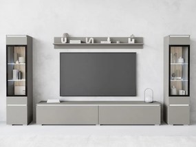 Nábytek do obývacího pokoje Sawoti II, Barva: šedé palladium, Osvětlení: osvětlení LED - bílé