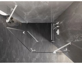 Mexen Lunar, pětiúhelníkový sprchový kout s pravým sklonem 100 x 80 cm, 8mm čiré sklo, bílý profil, 831-100P-080L-20-00-P