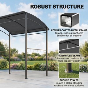 Grilovací pavilon Outsunny 215 x 150 x 220 cm, voděodolný zahradní pavilon s klenutou střechou, zahradní altán s háčky, grilovací pavilon, zahradní s…