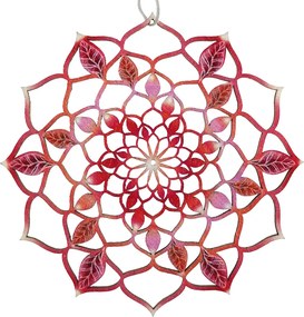 AMADEA Dřevěná dekorace mandala růžová 9 cm