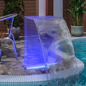 Bazénová Fontána S Rgb Led Osvětlením Akryl 51 Cm Černá A Průhledná