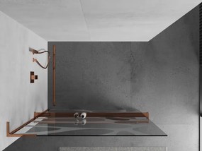 Mexen Kioto+ L, sprchová zástěna Walk-In s poličkou a věšákem 110 x 200 cm, 8mm čiré sklo bílý vzor, ​​růžové zlato profil, 800-110-123-60-97