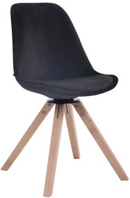Otočná židle Troyes ~ samet, dřevěné nohy hranaté natura - Černá