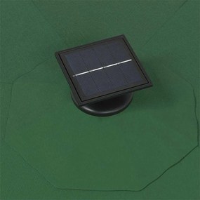 Nástěnný zahradní slunečník s LED 300 cm zelený 312523
