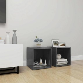 vidaXL TV stolky 2 ks 37 x 35 x 37 cm dřevotříska [805499] Barva: šedá s vysokým leskem