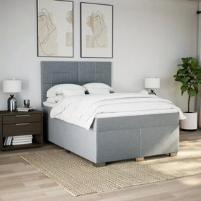 Box spring postel s matrací světle šedá 160 x 200 cm textil 3290539