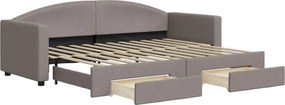Válenda s přistýlkou a zásuvkami taupe 80 x 200 cm textil 3197222