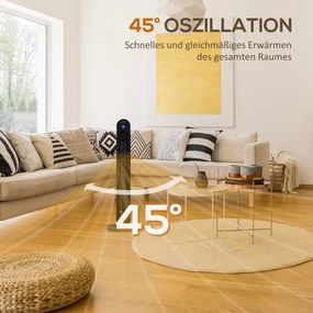 HOMCOM Elektrické topení, 3 režimy, 12hodinový časovač, LED displej, oscilační funkce