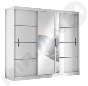 Šatní skříň s posuvnými dveřmi Vista 250, Barva: bílá mat / zrcadlo