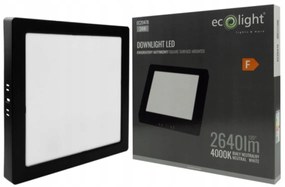 ECOLIGHT LED přisazené čtvercové stropní svítidlo 24W - 2640lm - 4000K - černé