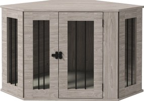 PawHut psí klec, obdélníkový dům pro psy s polštářem, klec pro střední psy, ořech, 104 x 55 x 63 cm | Aosom