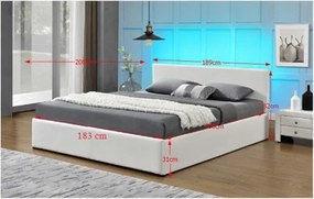 Manželská postel 180x200 s RGB LED osvětlením, bílá, JADA NEW Kondela 0000242658