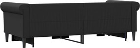 Válenda s přistýlkou a zásuvkami černá 90 x 200 cm umělá kůže 3197731