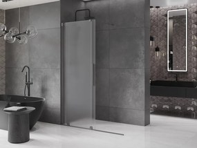 Mexen Velar, sprchová zástěna s posuvnými dveřmi Walk-in 130 x 200 cm, 8mm sklo námraza, grafit broušený, 871-130-000-33-66