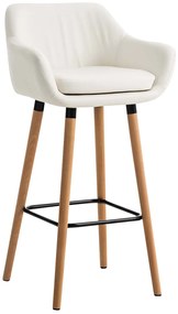 Barová židle Grant ~ koženka, dřevěné nohy natura - Bílá