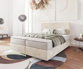 Boxspring postel Dream-Well 160x200 cm manšestr béžová s taštičkovou