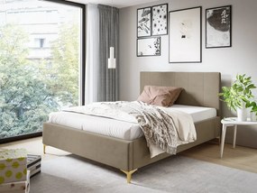 Eka Čalouněná postel SMART+ 90x200 cm Barva látky Trinity: Světle béžová (Trinity 2303), Úložný prostor: Bez úložného prostoru