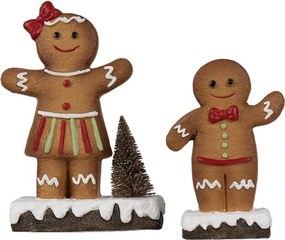 Hnědá vánoční dekorace holčička Perníček Gingerbread - 15*7*21 cm